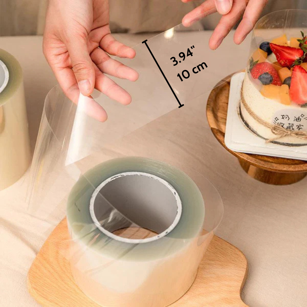 10cm Plastic Clear Thick Cake Wrap Film Cake Collar - 1 Roll – HD Bio ...
