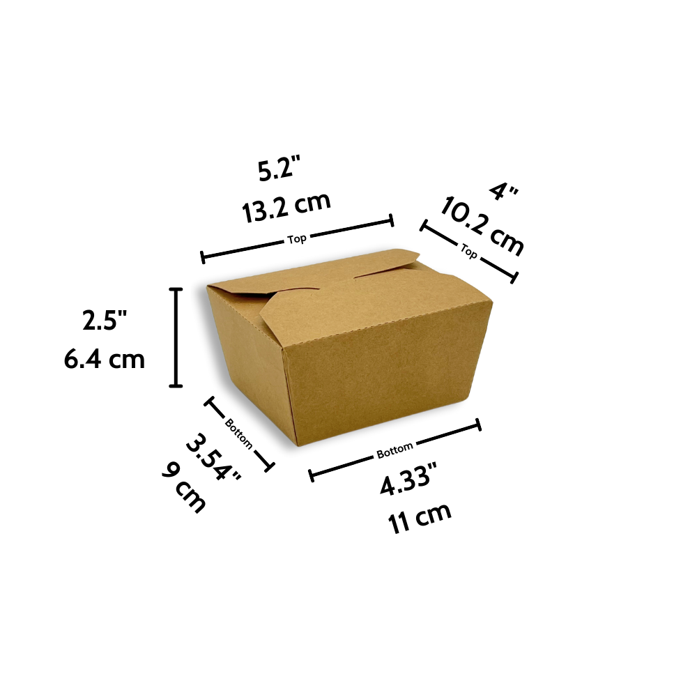 #1 | 26oz Kraft Foldable Paper Take Out Box | 4.33x3.54x2.5" – HD Bio ...