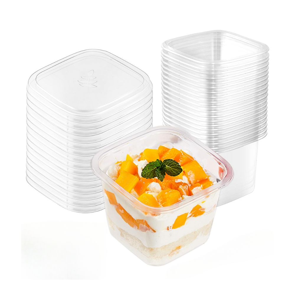 12oz Take Out Square Clear Plastic Mousse Box W/ Lid - 200 Sets – HD ...