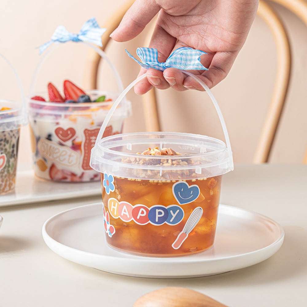 16oz Reusable Clear Plastic Bucket W/ Lid & Handle - 200 Sets – HD Bio ...