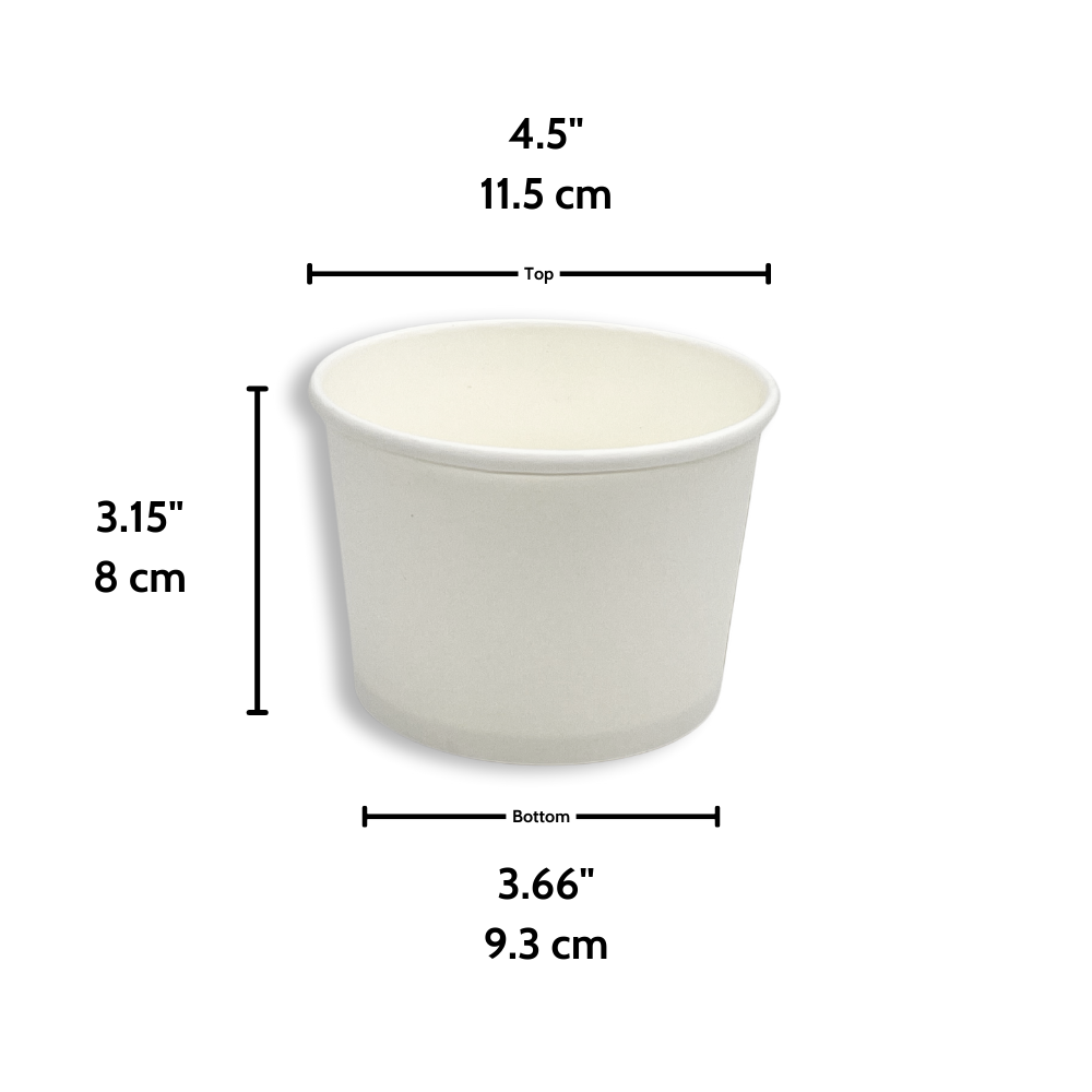 #20D | 20oz White Paper Soup Cup Food Container | 115mm Top - 500 Pcs ...