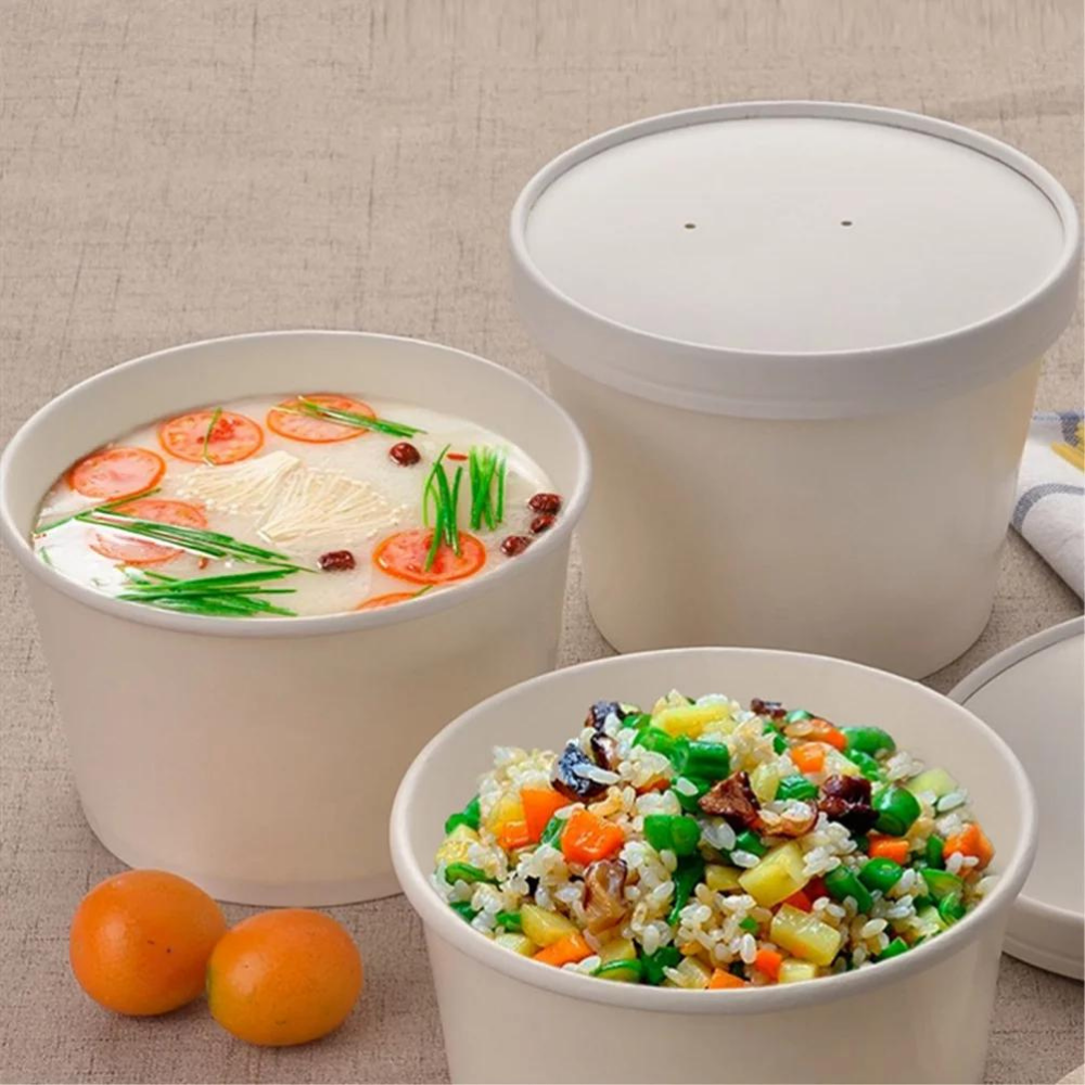 #20D | 20oz White Paper Soup Cup Food Container | 115mm Top - 500 Pcs ...