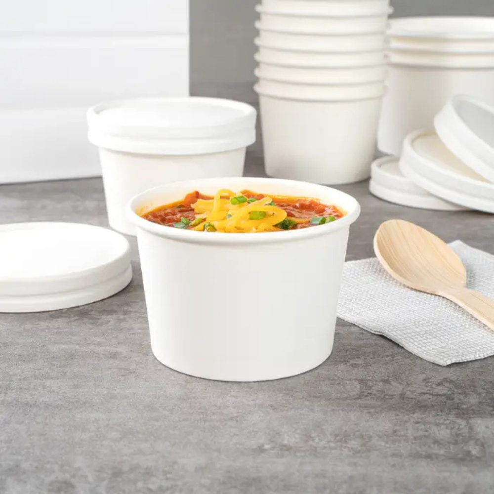 #20D | 20oz White Paper Soup Cup Food Container | 115mm Top - 500 Pcs ...