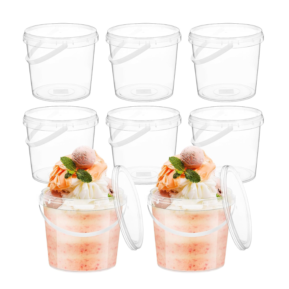 25oz Reusable Clear Plastic Bucket W/ Lid & Handle - 200 Sets – HD Bio ...