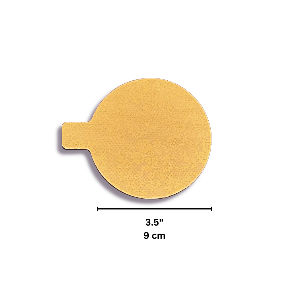 3.5" Golden Round Cake Paper Pad W/ Handle Cardboard Cake Base-400 Pcs ...