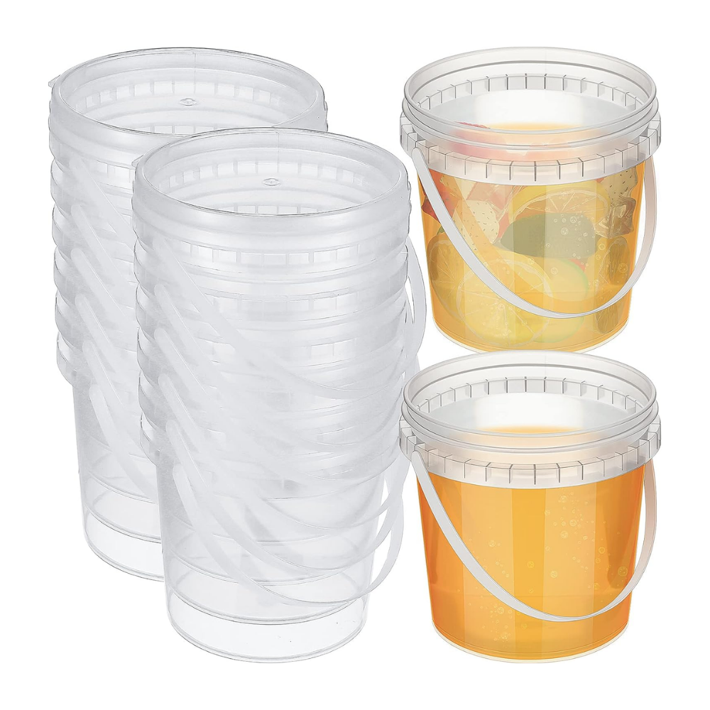 34oz Reusable Clear Plastic Bucket W/ Lid & Handle - 100 Sets – HD Bio ...