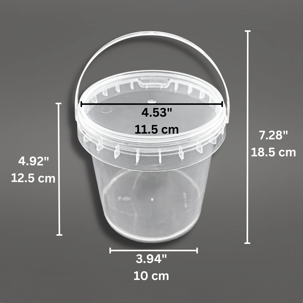 34oz Reusable Clear Plastic Bucket W/ Lid & Handle - 100 Sets – HD Bio ...
