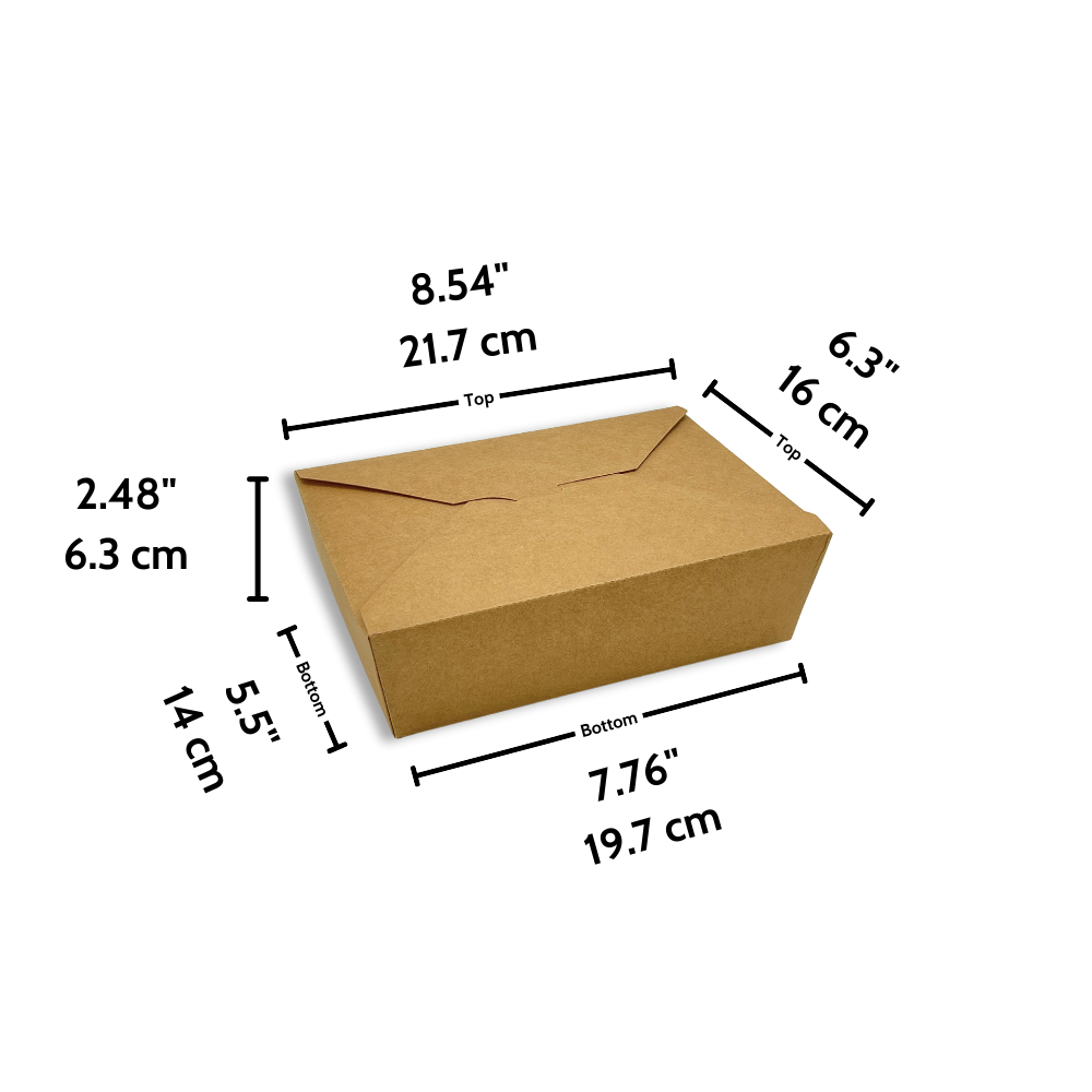 #3 | 66oz Kraft Foldable Paper Take Out Box | 7.76x5.5x2.48" – HD Bio ...