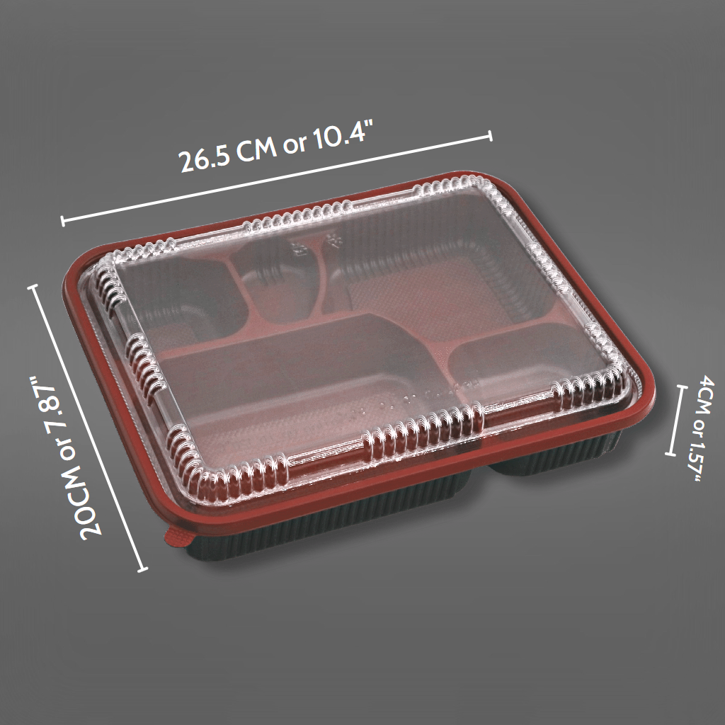 ATCLH32LID | Clear Rectangular Lid Fit 5 Compartment Bento Box-300 Pcs ...