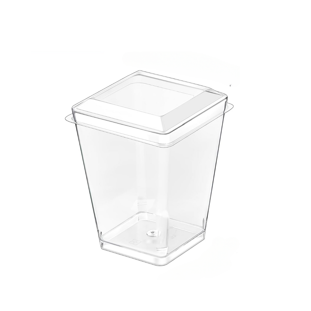 5oz Clear Trapezoid Mini Mousse Cup Dessert Cup W/ Lid – HD Bio Packaging