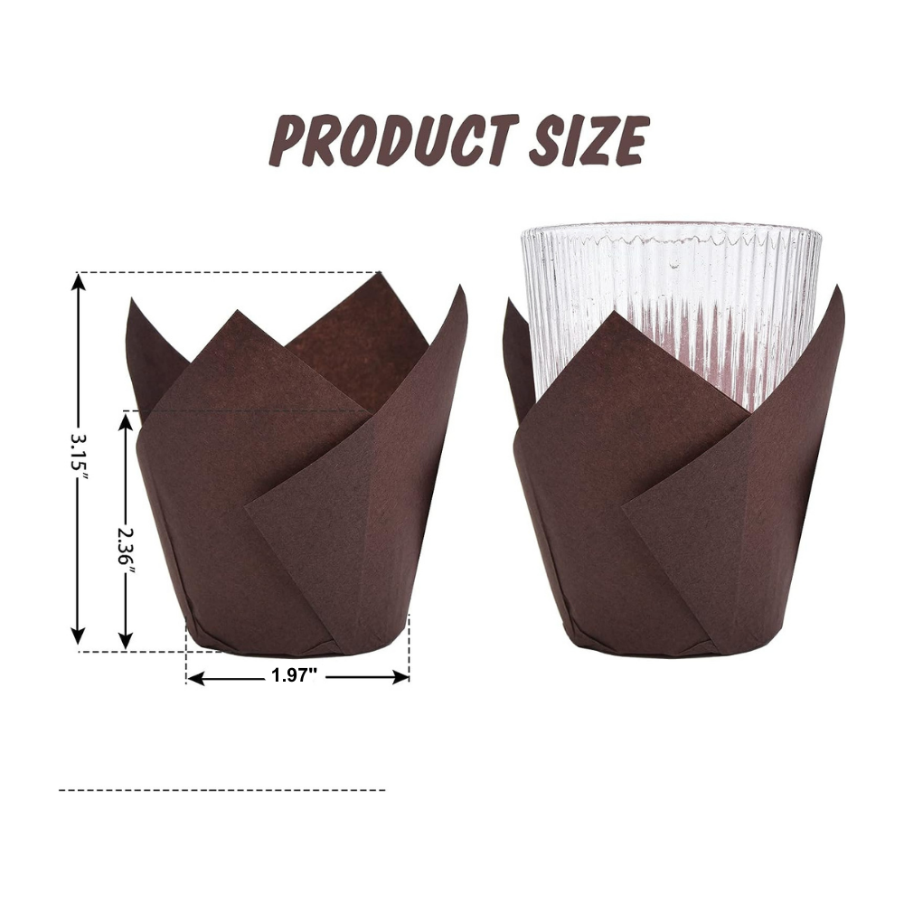 Brown Tulip Cupcake Liners Paper Baking Cups Greaseproof Muffin Liners ...