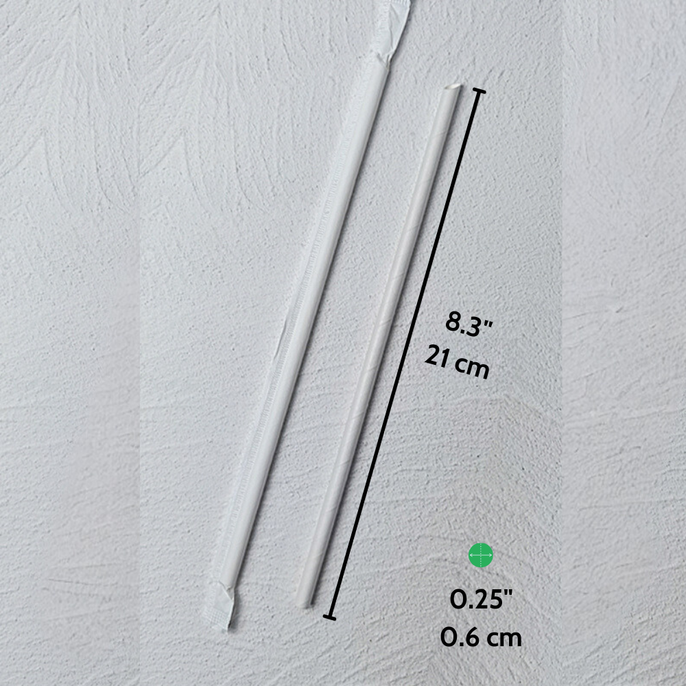 6x210mm Diagonal Cut White Paper Straw (Individually Wrapped)-5000 Pcs ...