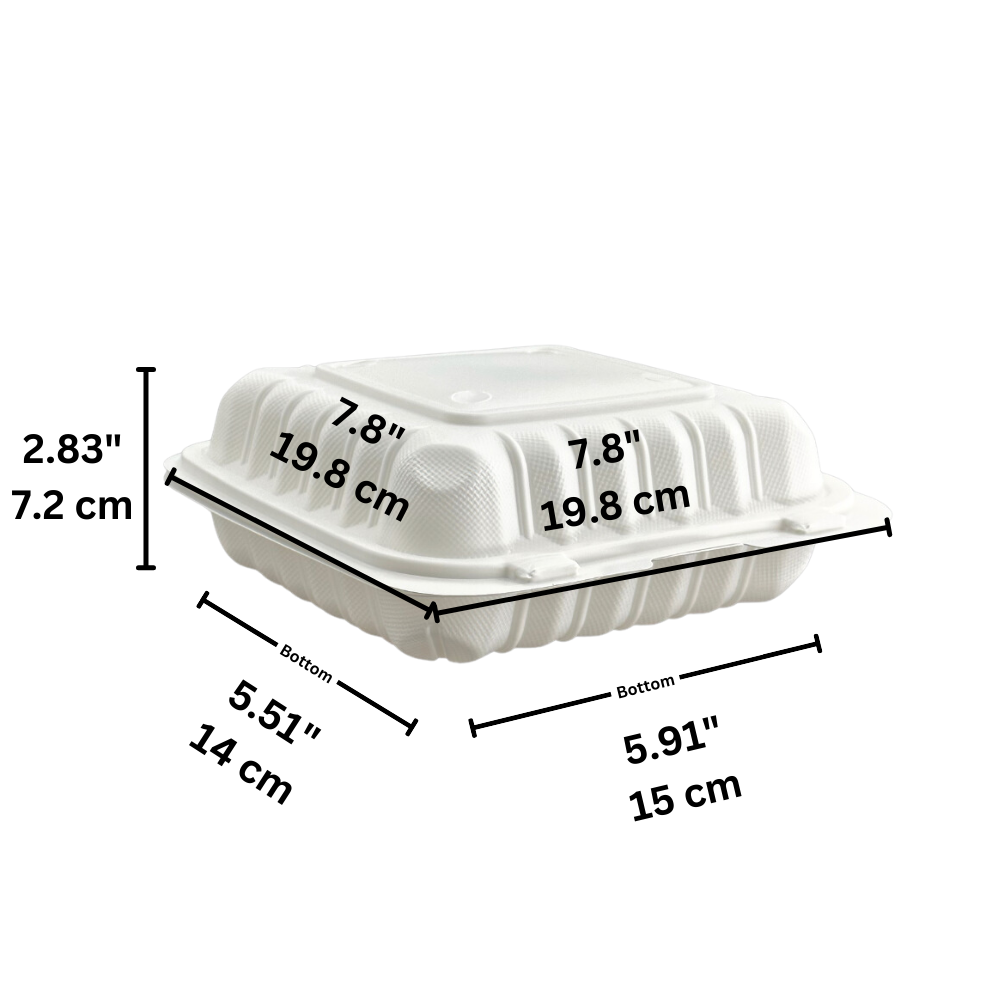 #781 | Microwavable PP Square Clamshell Container W/Hole 7.8x7.8x2.83 ...