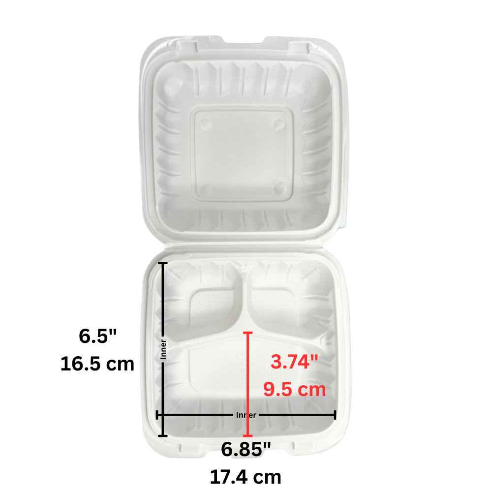 #783 | PP Square Clamshell Container W/ Hole 3 Compart | 7.8x7.8x2.83 ...