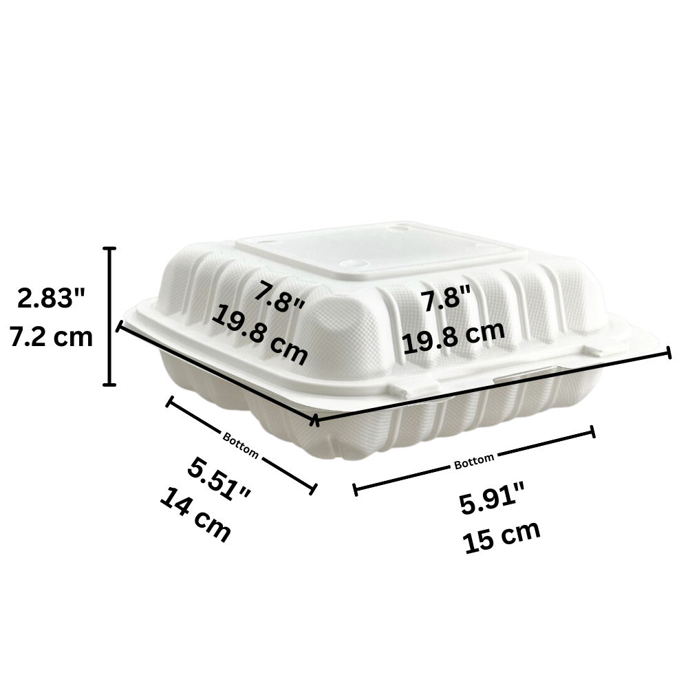 #783 | PP Square Clamshell Container W/ Hole 3 Compart | 7.8x7.8x2.83 ...