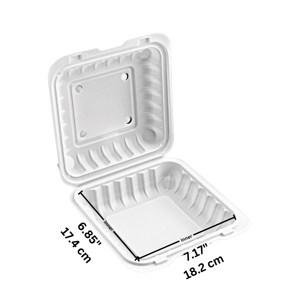 #81 | Microwavable PP Square Clamshell Container W/Hole 8x8x3"-150 Pcs ...