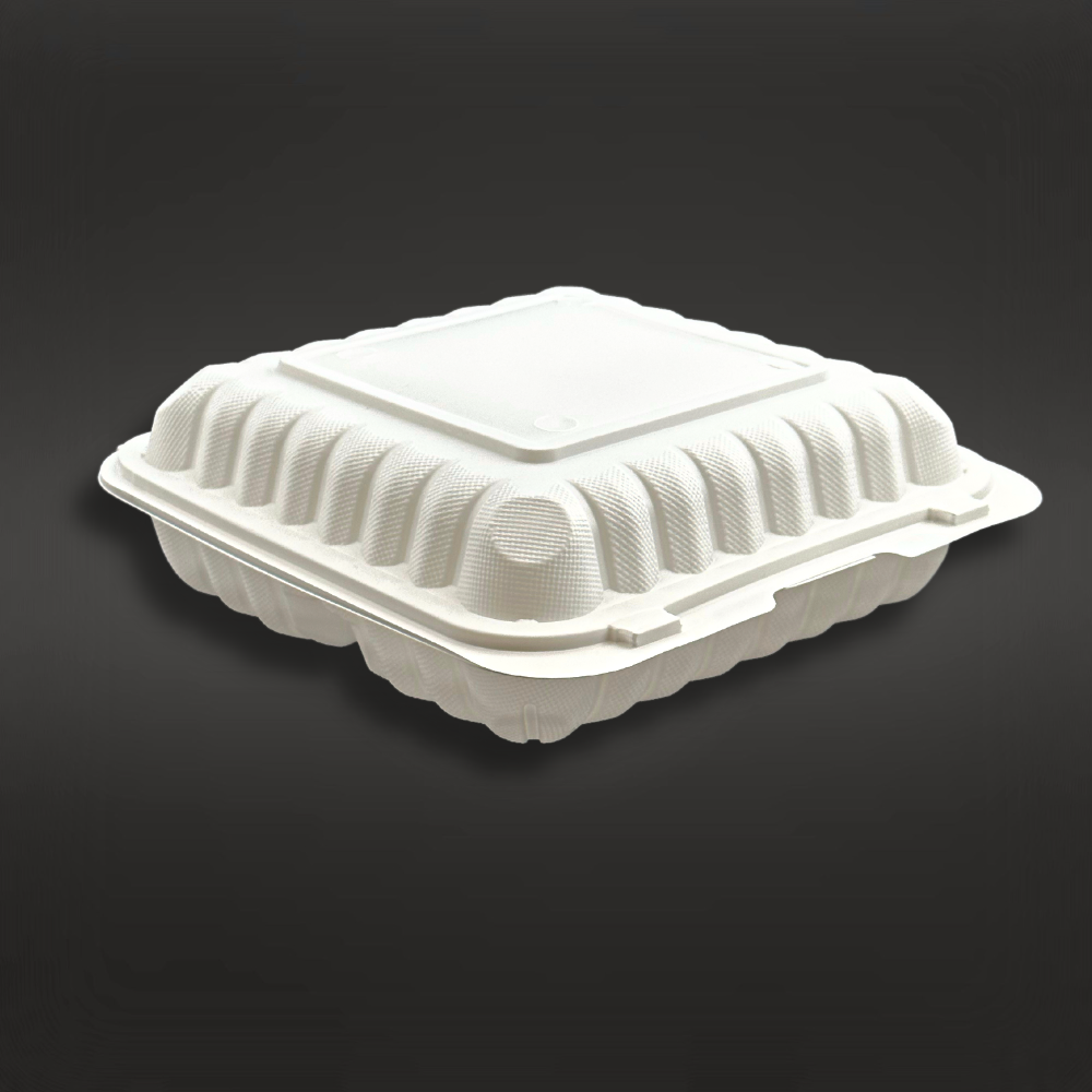 #93 3 Compartment Microwavable Square Clamshell Food Container W/ Hole ...