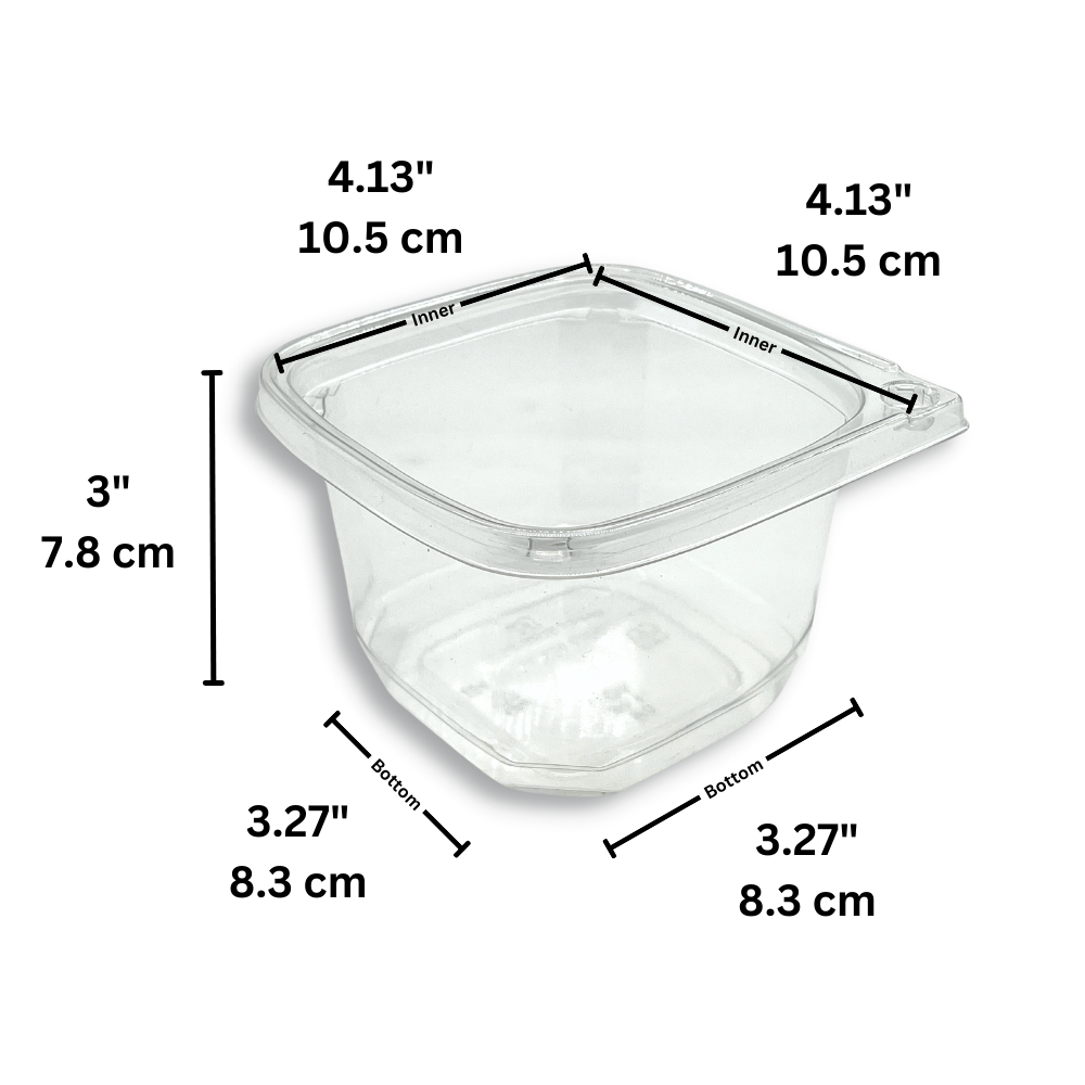 DC-16 16oz PET Clear Safety Lock Square Container (Base Only)-500 Sets ...