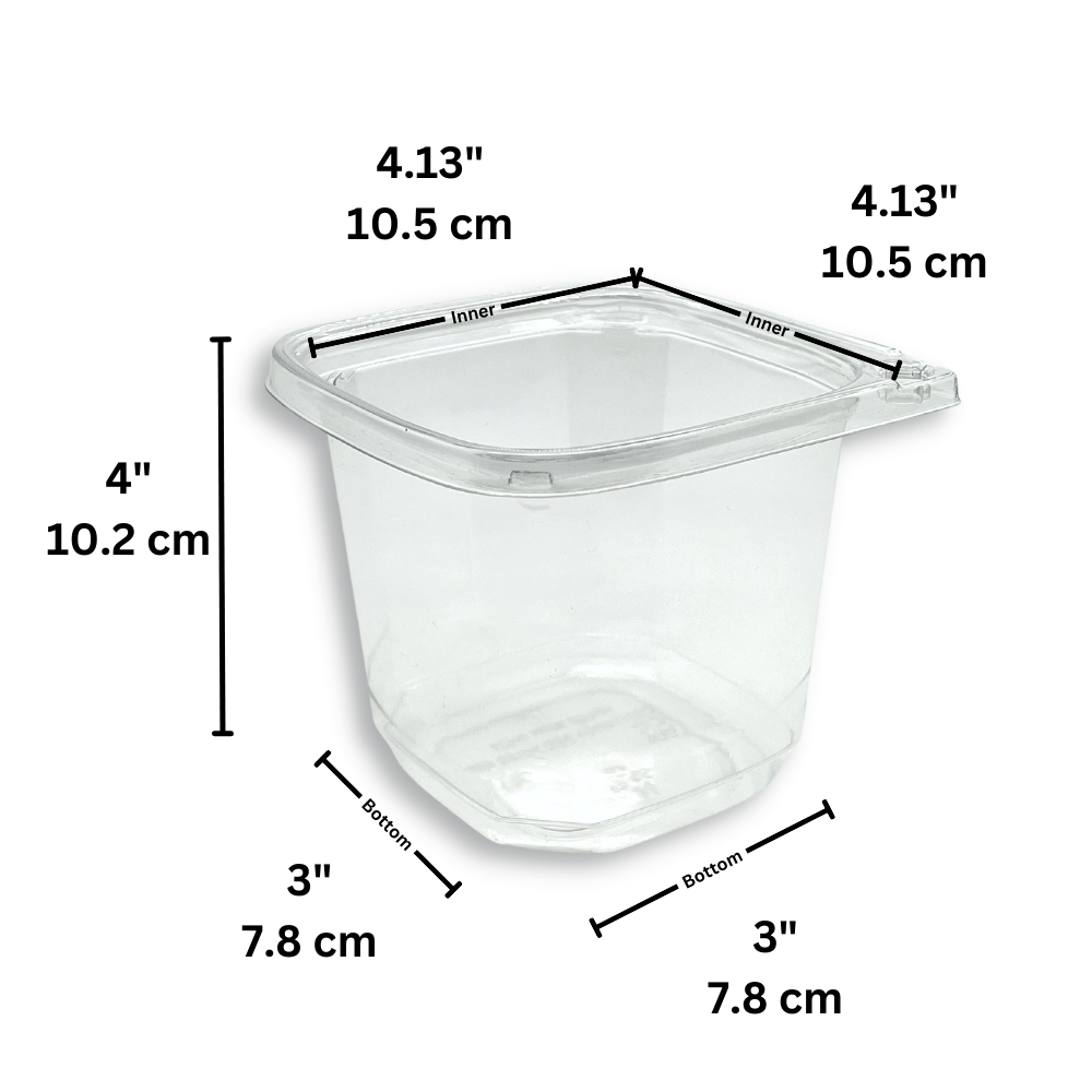 DC-24 24oz PET Clear Safety Lock Square Container (Base Only)-500 Sets ...