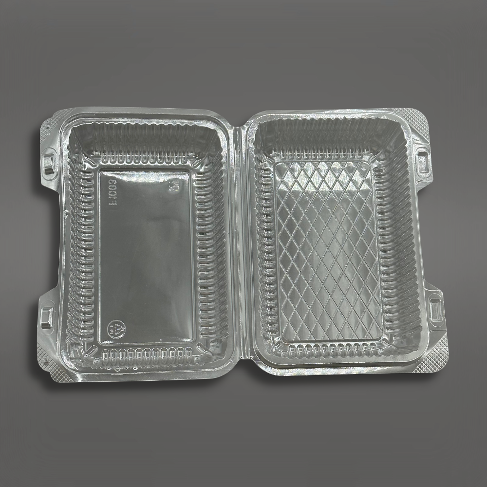 F1003 PET Clear Rectangular Hinged Container 8.43x6.1x3.74" - 200 Pcs ...