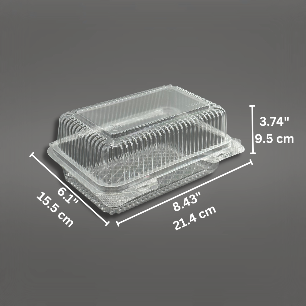F1003 PET Clear Rectangular Hinged Container 8.43x6.1x3.74" - 200 Pcs ...