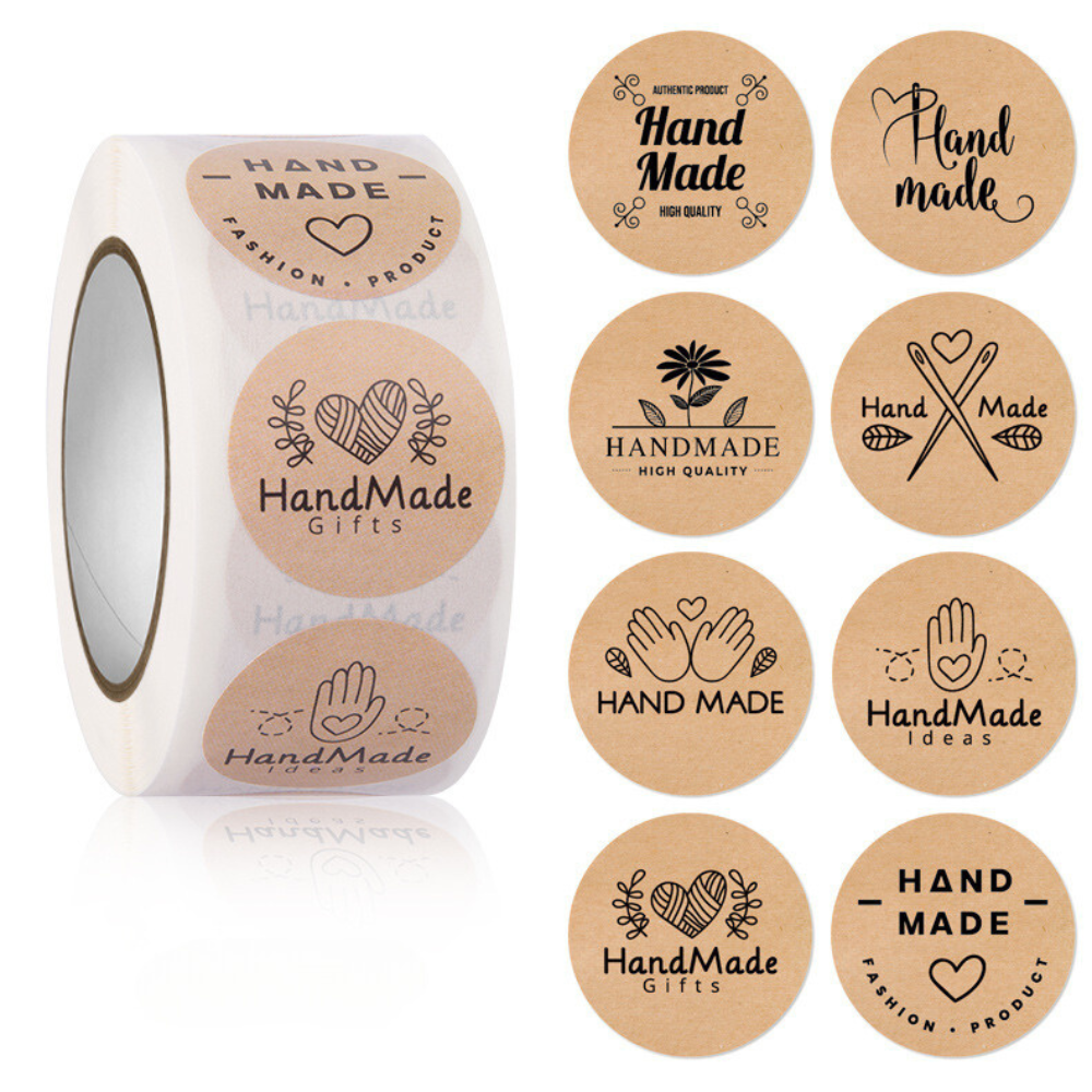 HA227 | 1" Handmade With Love Round Sticker | 8 Style-500 Pcs (1 Roll ...