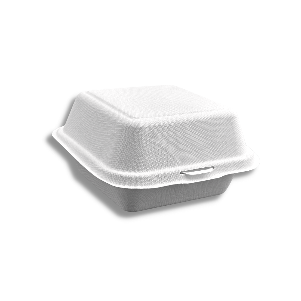 HD-B003 | Sugarcane Clamshell Food Container | 6x6x3" – HD Bio Packaging