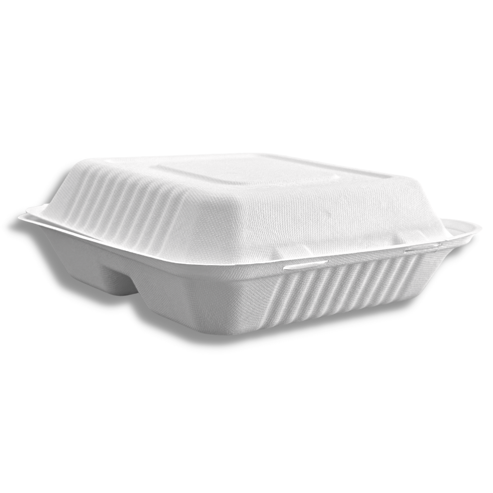 HD-CCS9-3 Sugarcane Square Clamshell Container 9x9x3" | 3 Compartment ...