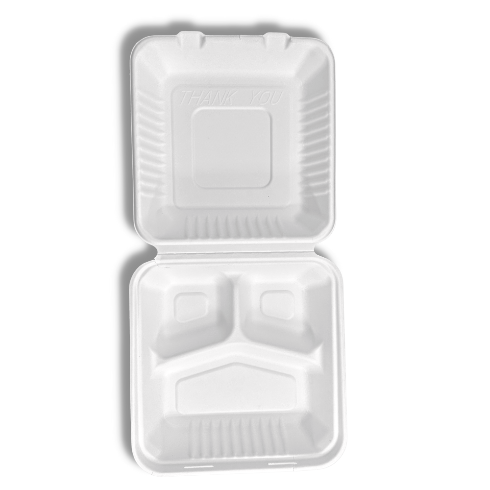 HD-CCS9-3 Sugarcane Square Clamshell Container 9x9x3" | 3 Compartment ...