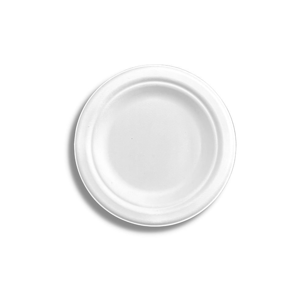 HD-P004 | 6" Compostable Sugarcane White Round Plate – HD Bio Packaging