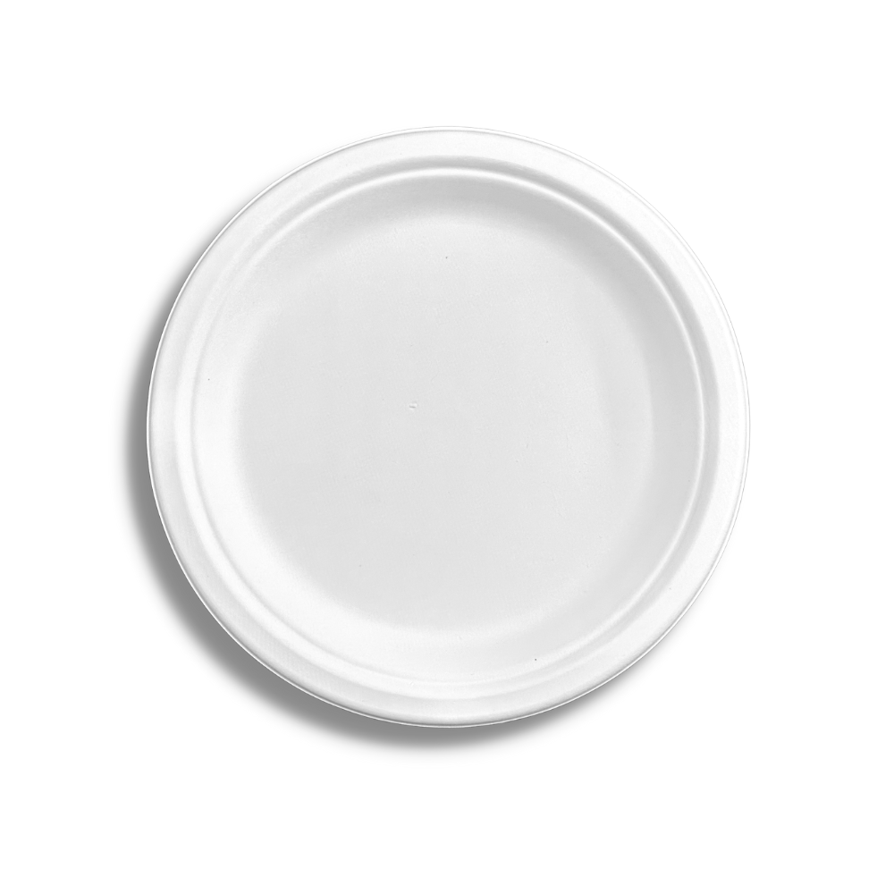 HD-P013 | 9" Compostable Sugarcane White Round Plate – HD Bio Packaging