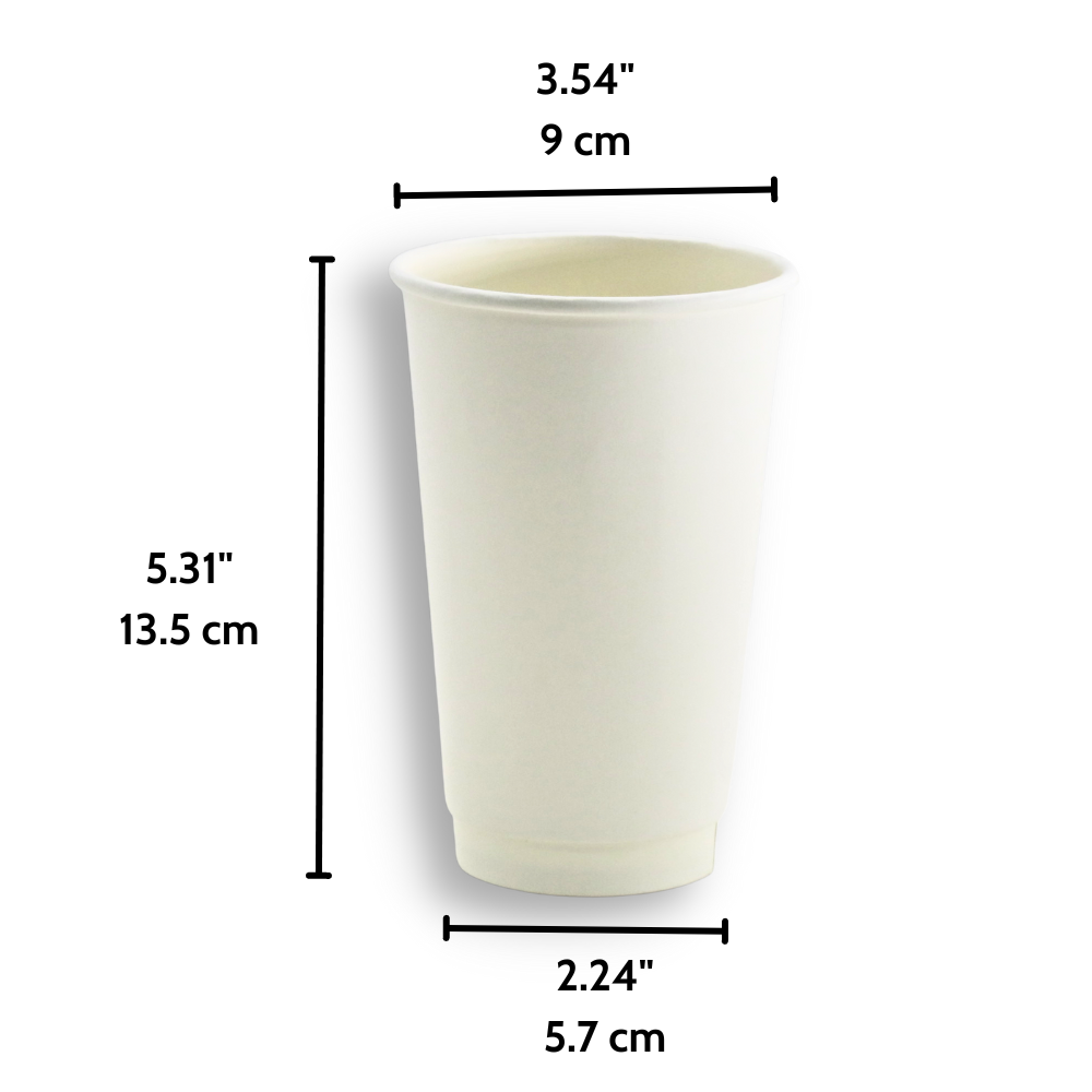 HD 16oz White Double Wall Insulated To Go Coffee Paper Cup - 500 Pcs ...