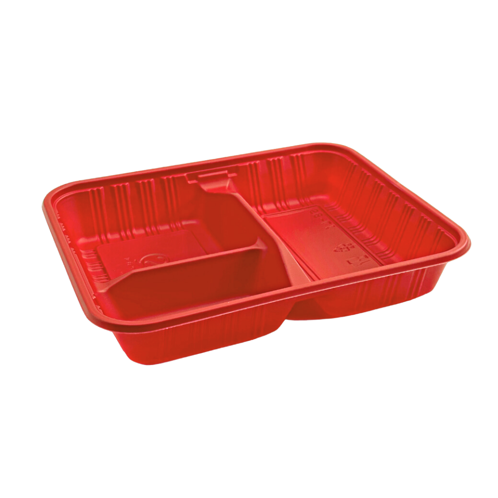 HT107 Base | PP Red Rectangular Bento Box | 3 Compartment (Base Only ...