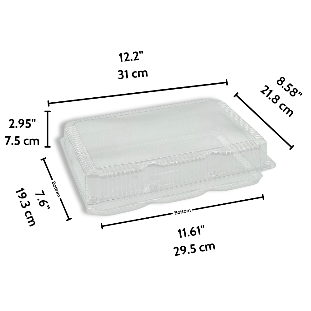 J051 | Clear Rectangular Hinged Container | 12.2x8.58x2.95" – HD Bio ...