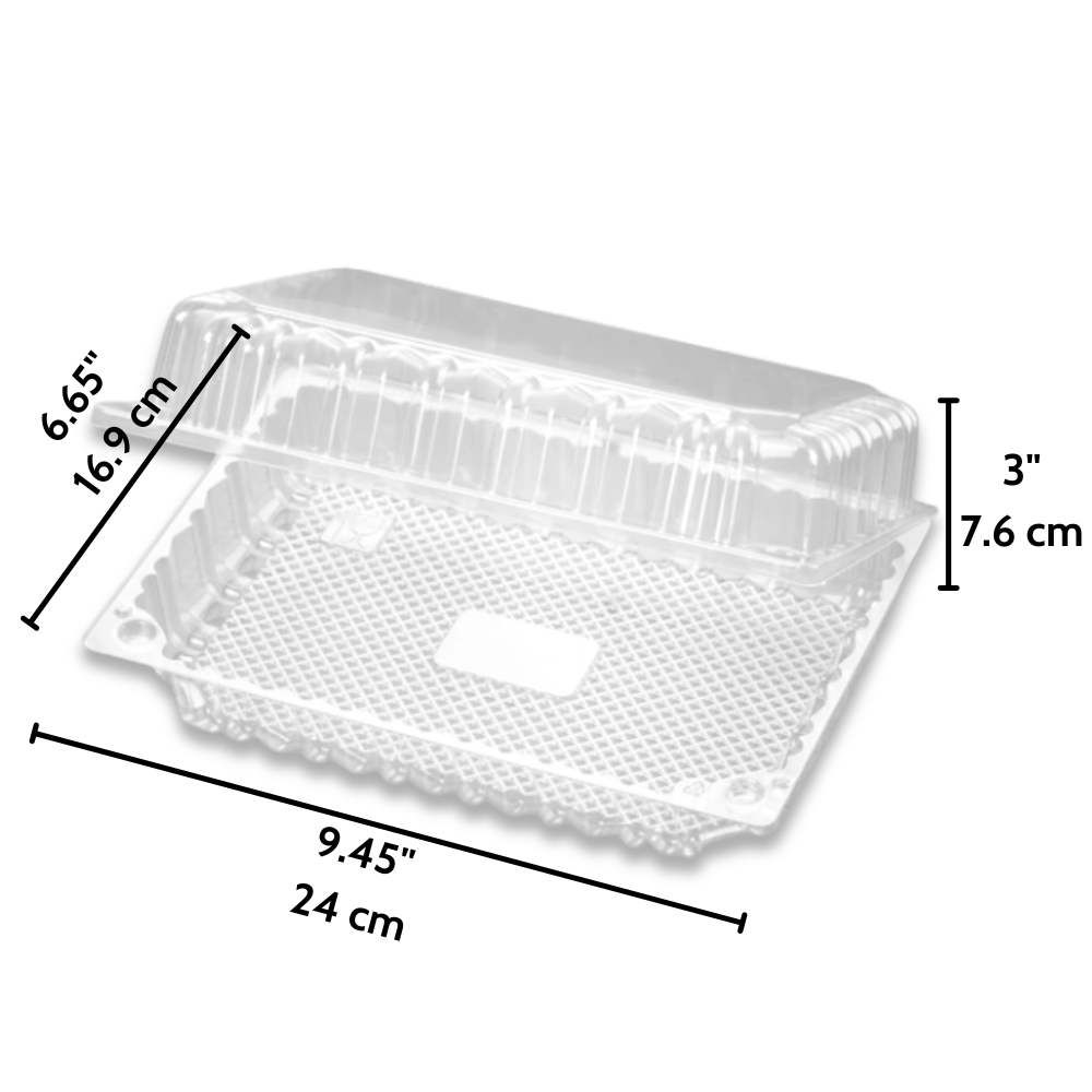 J052 Clear Rectangular Hinged Container Wholesale 9.45x6.65x3"-200 Pcs ...