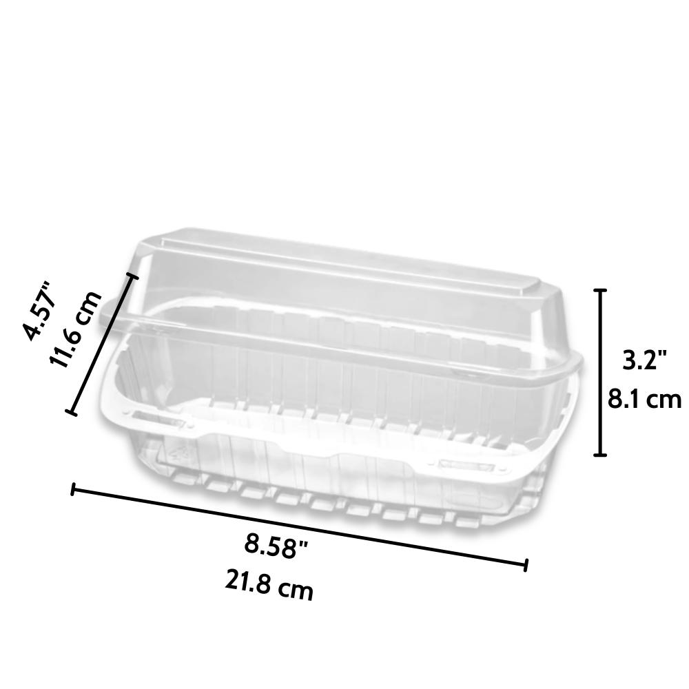 J131 PET Clear Rectangular Hinged Container 8.58x4.57x3.2”-500 Pcs – HD ...