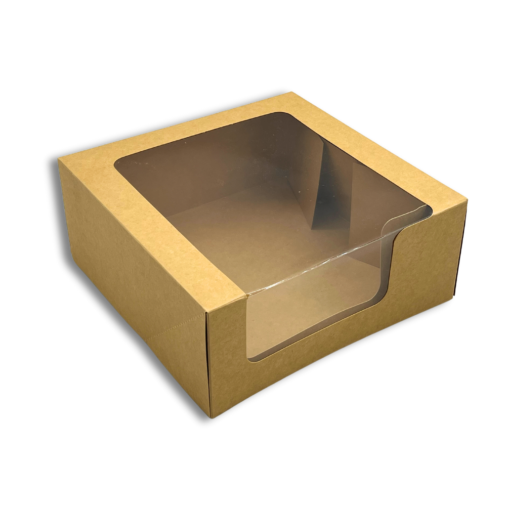 Kraft Square Cake Paper Box Pastry Box W/ Window | 9x9x3.75" – HD Bio ...