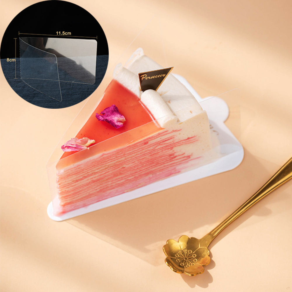 Plastic Clear Thick Slice Triangle Cake Wrap Film | 4.5x3.15"-100 Pcs ...