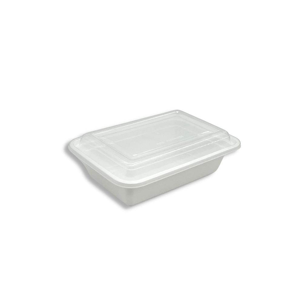 RE-24 HD 24oz Microwaveable White Rectangular To Go Container With Lid ...