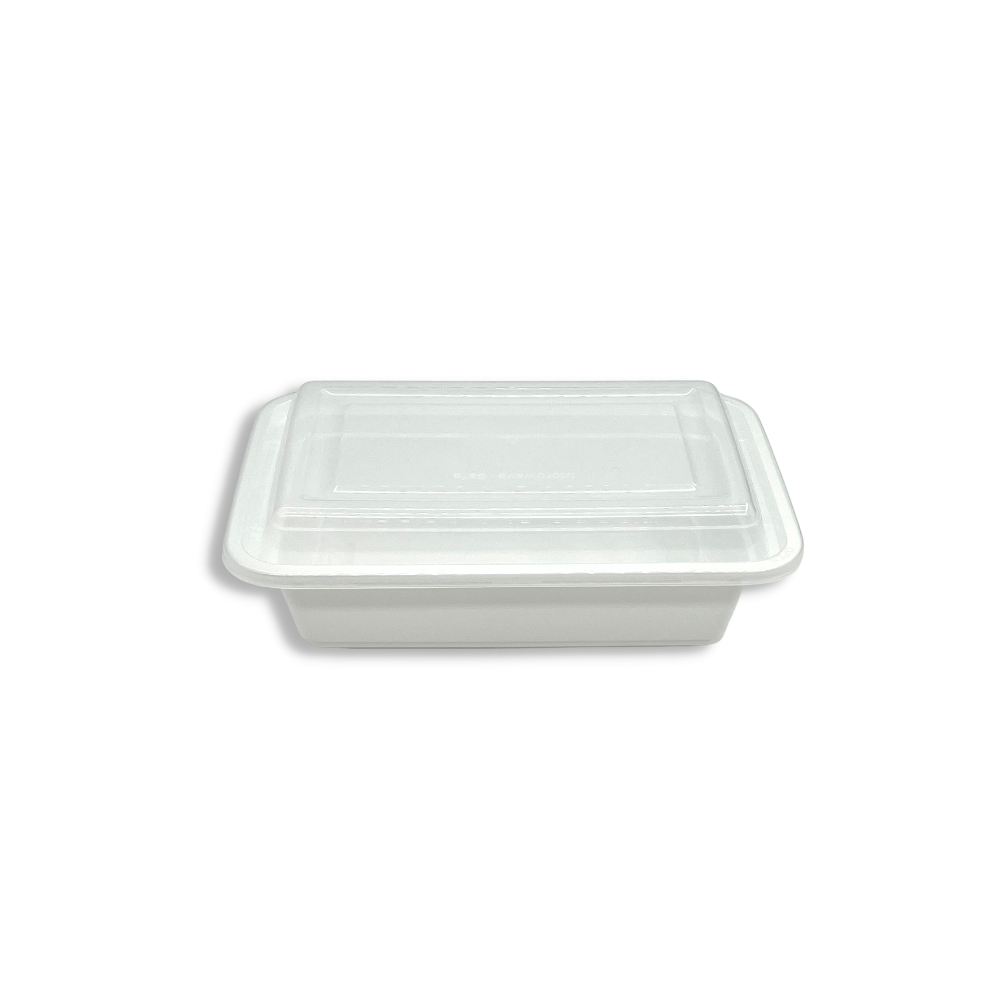 RE-24 HD 24oz Microwaveable White Rectangular To Go Container With Lid ...