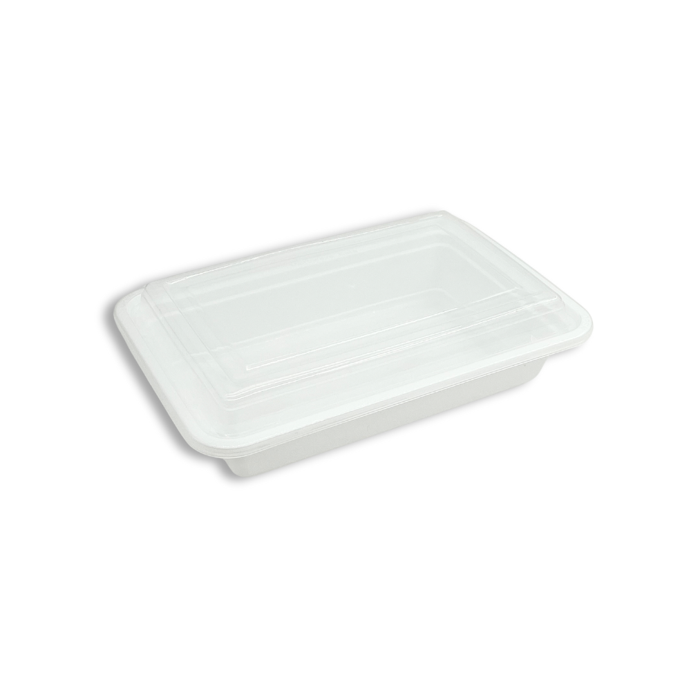 RE-32 | HD 32oz Microwaveable White Rectangular To Go Container W/ Lid ...