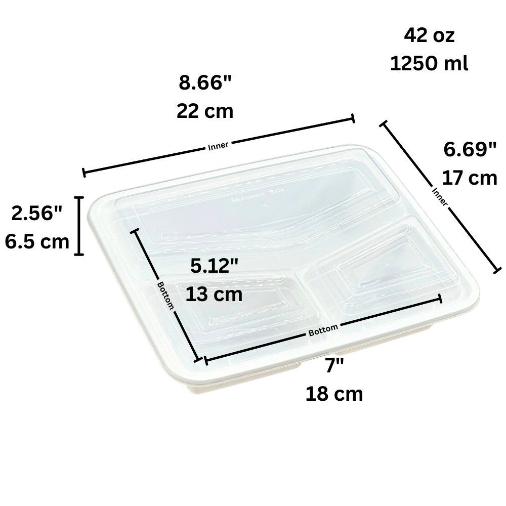 RE-342 (w/Regular) White 3 Compt. Rect. Plastic Container – HD Bio ...