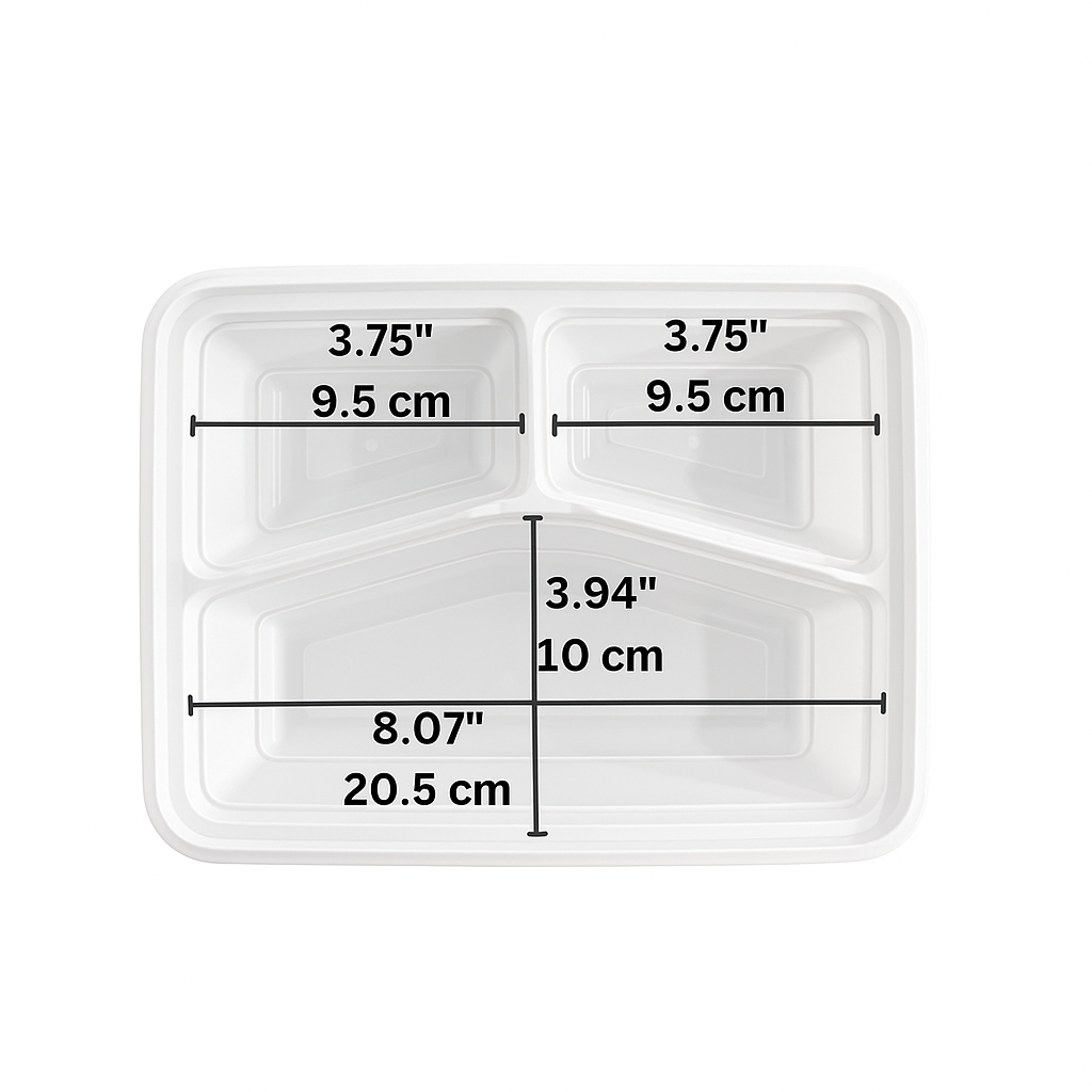 RE-342 (w/Regular) White 3 Compt. Rect. Plastic Container – HD Bio ...