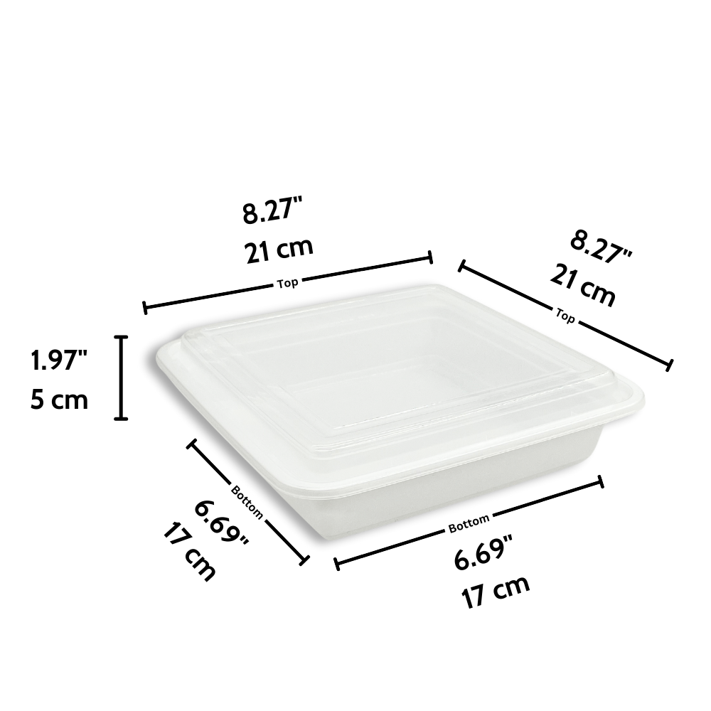 RE-48 HD 48oz Microwaveable White Square To Go Container W/Lid-150 Set ...