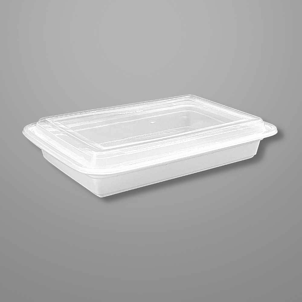 RE-58 | HD 58oz Microwaveable White Rectangular To Go Container W/ Lid ...