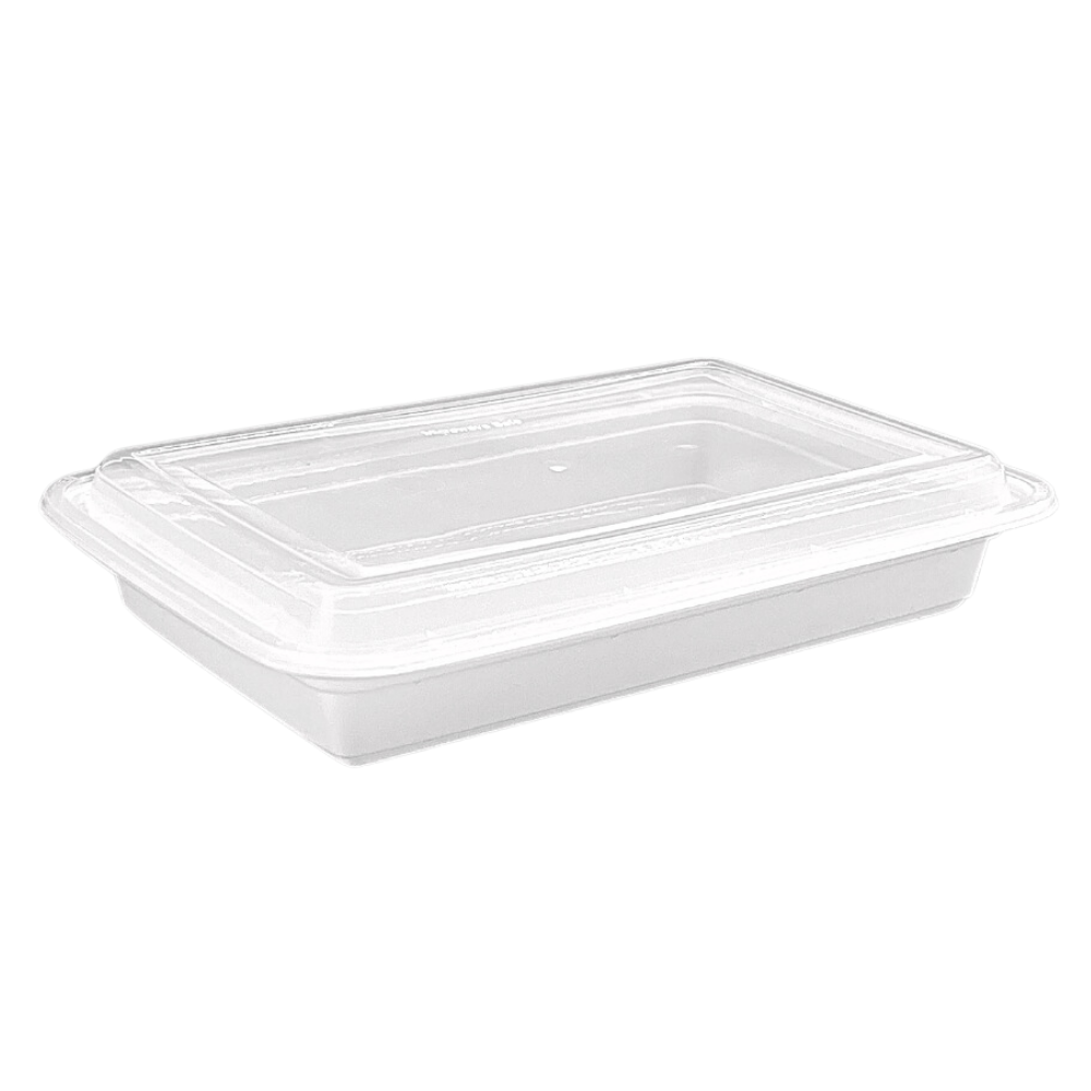 RE-58 | HD 58oz Microwaveable White Rectangular To Go Container W/ Lid ...