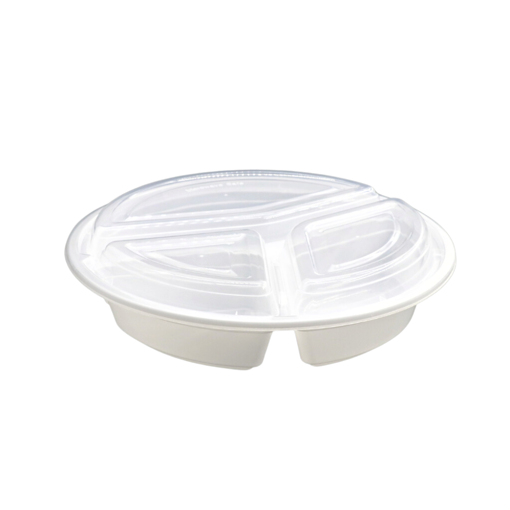 RO-348 HD 48oz Microwaveable White Round To Go Container W/Lid-150 Set ...