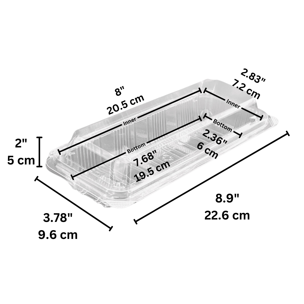 #02 SSC-6B Clear Rectangular Hinged Sushi Container 8.9x3.78x2"-400Pcs ...