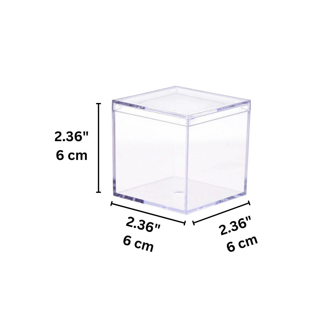 Square Acrylic Clear Cake Container W/ Lid | 2.36x2.36x2.36" – HD Bio ...