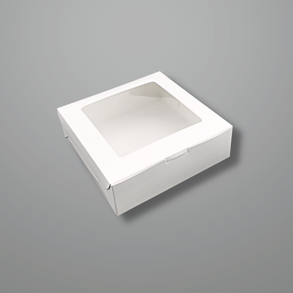 8x8x2.5" White Cake Paper Box W/ Window Paperboard Cake Bakery Boxes ...
